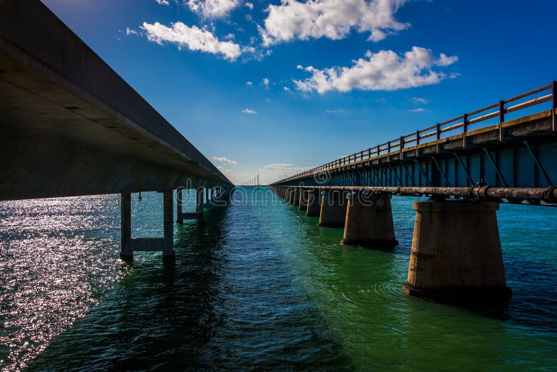 The Seven Mile Bridge, on Overseas Highway in Marathon, Florida. Stock ...