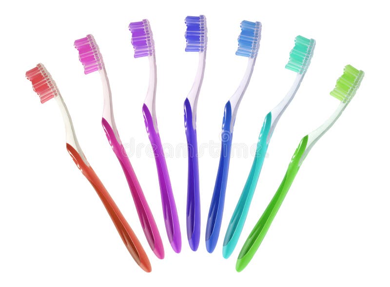 Seven Multi-colored Toothbrushes Stock Photo - Image of cleanliness ...