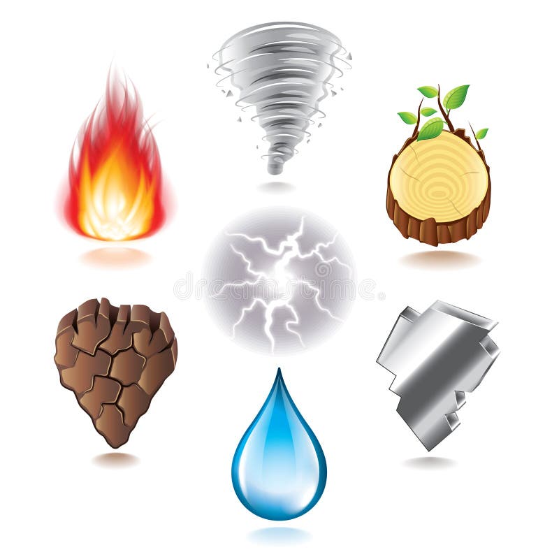 Seven Natural Elements Icons Vector Set Stock Vector - Illustration of ...