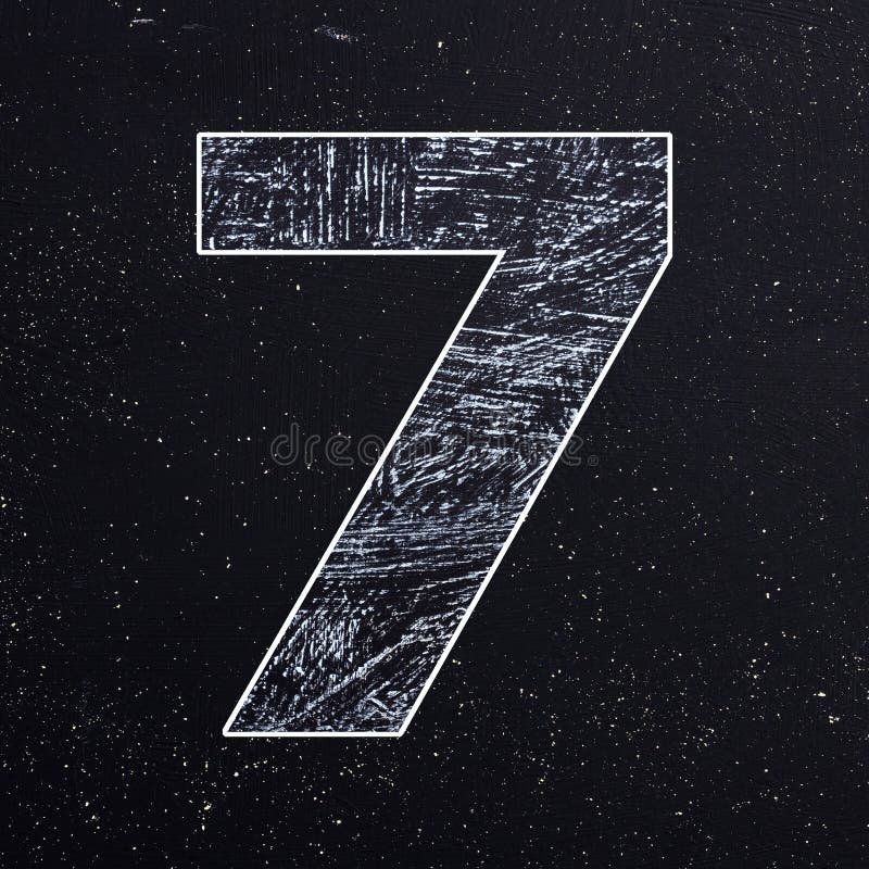 Seven - Number Written with Chalk on the Blackboard Stock Illustration ...