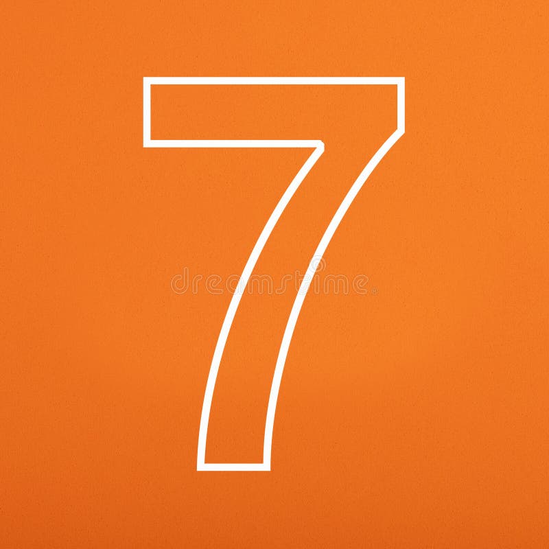 Seven, Number Written in White on Orange Foamy Background Stock Image ...