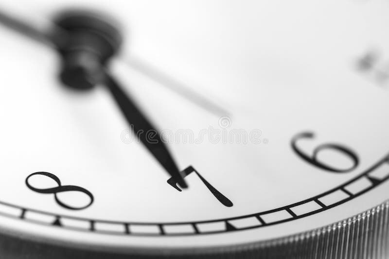 Seven O`clock on Clock Face Stock Photo - Image of monochrome, close ...