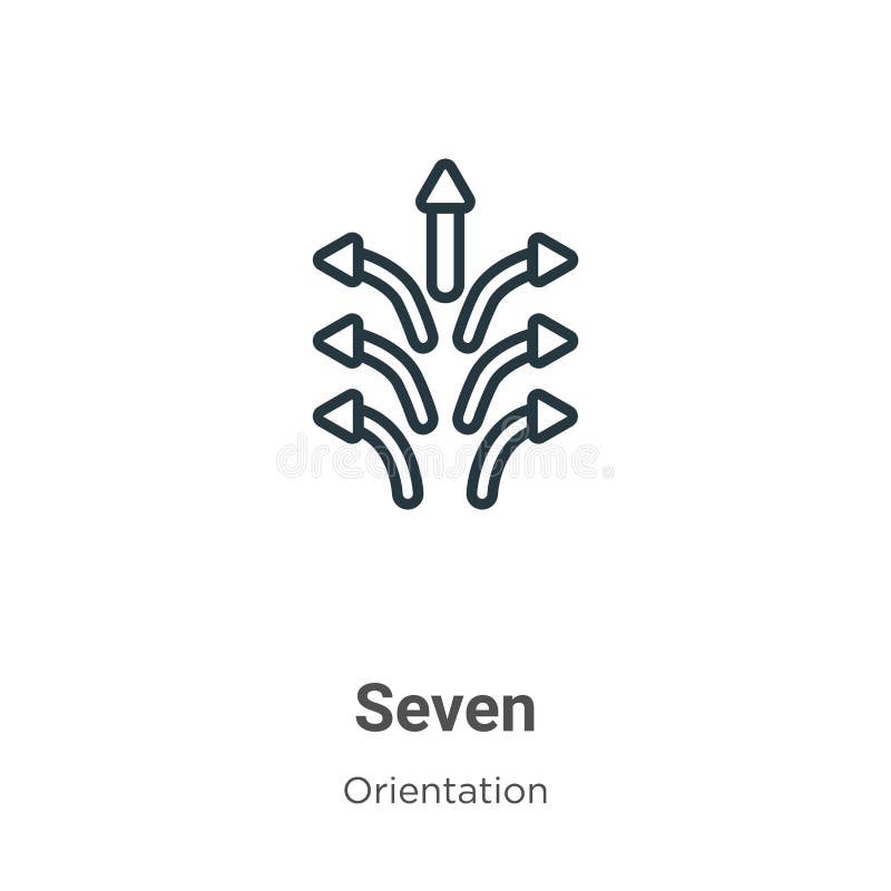 Seven Outline Vector Icon. Thin Line Black Seven Icon, Flat Vector ...