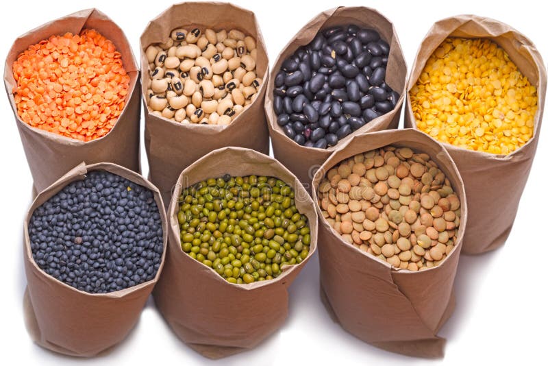 Seven of Paper Bags with Dry Bean Products Stock Photo - Image of ...