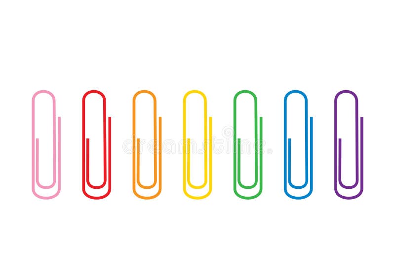 Seven Paper Clips of Rainbow Colors Stock Vector - Illustration of ...
