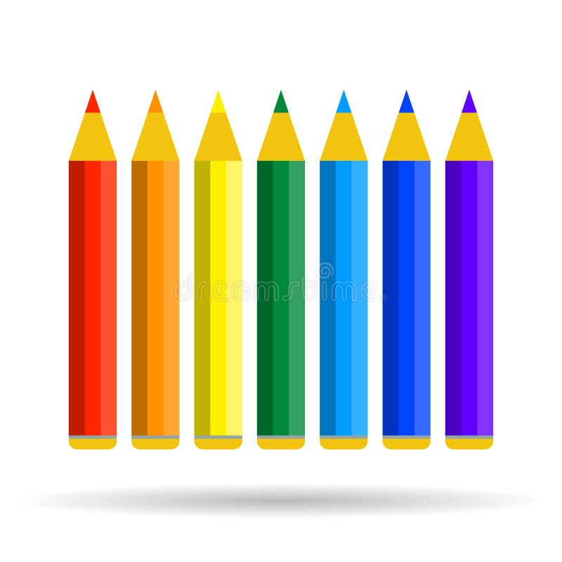 Seven Color Pencils White Background Stock Illustrations – 39 Seven ...