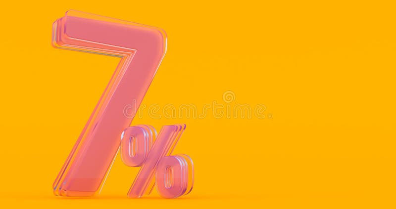 Seven 7 Percent in Glass, Glass 3d Number on Colored Background, Stock ...