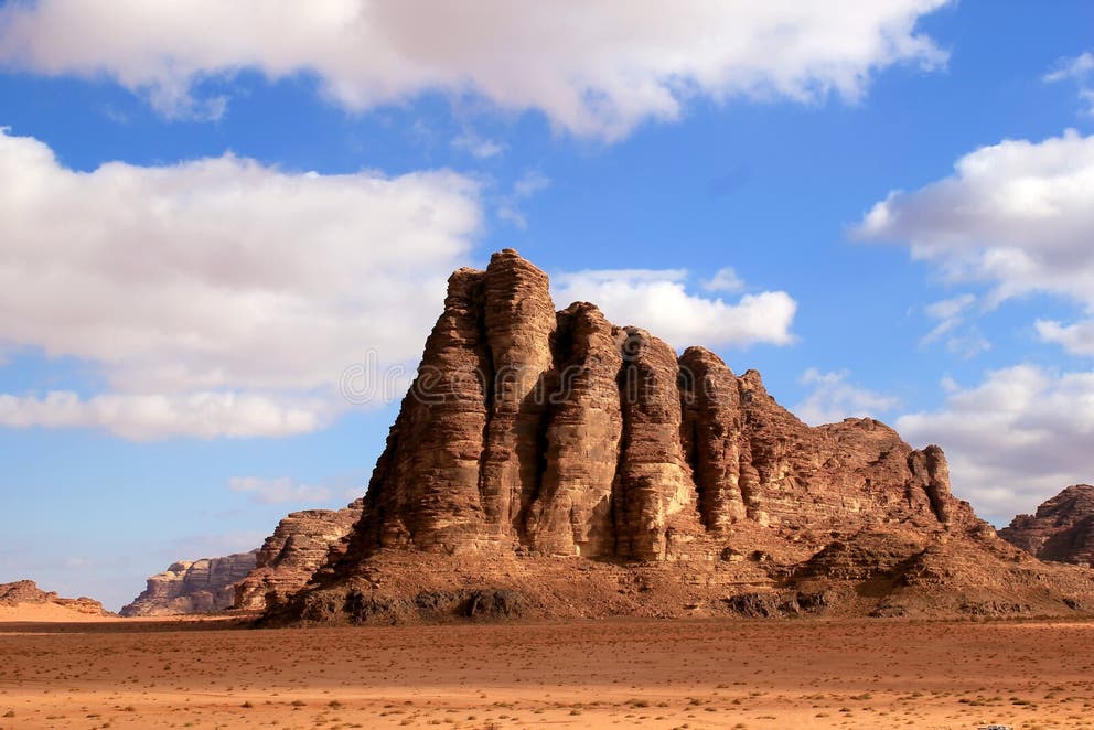 The Seven Pillars of Wisdom Rock. Jordan Stock Image - Image of ...