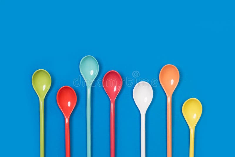 Colored spoons stock image. Image of plastic, mauve, plate - 21107345
