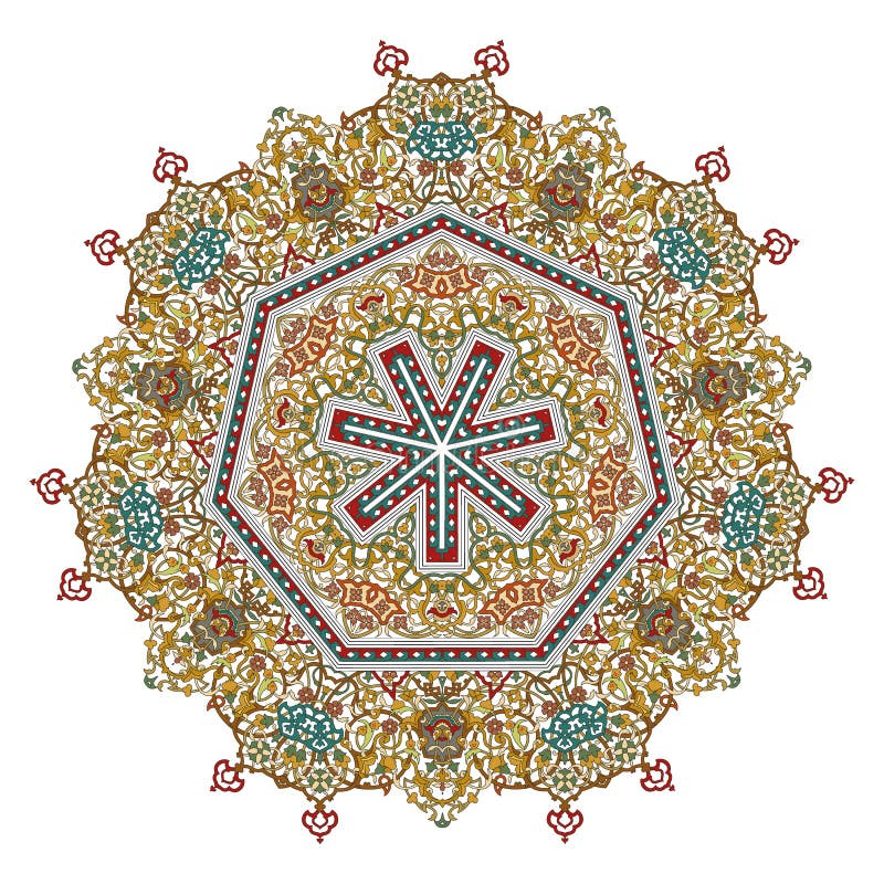 Seven Pointed Star Mandala in Flower Style Stock Vector - Illustration ...