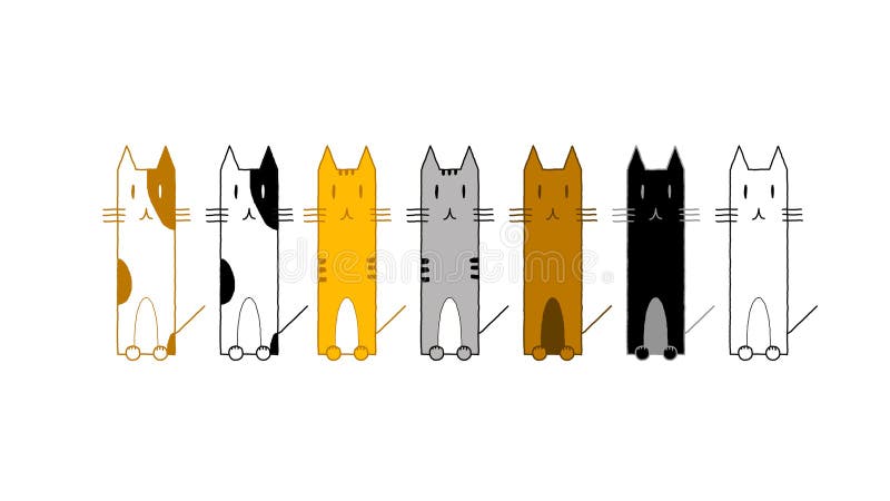 Seven Rectangle Cats Drawing Shape Stock Illustration - Illustration of ...