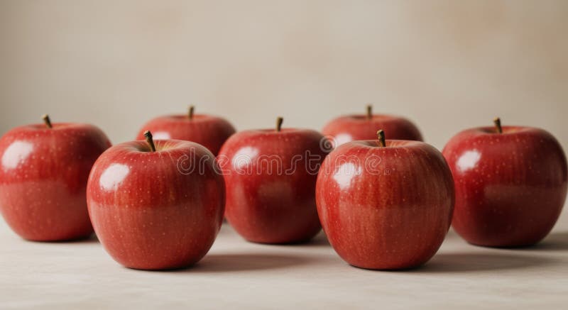 Seven Red Apples on a Beige Surface Stock Illustration - Illustration ...