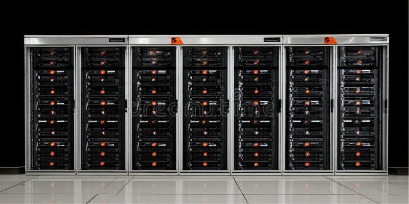 Stand with Server Hardware and Lighting in the Server Room Motion Blur ...