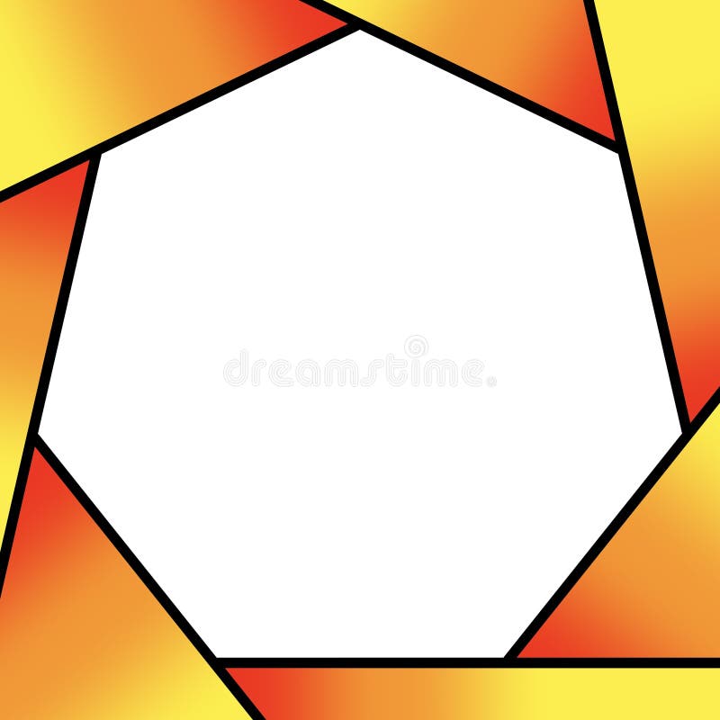 Seven-sided Orange and Yellow Border Around White Background Stock ...