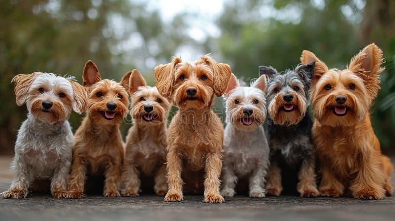 Seven Small Dogs Park Portrait Stock Illustration - Illustration of ...