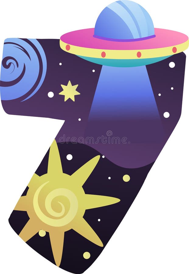 Seven Space Number stock vector. Illustration of concept - 353255149