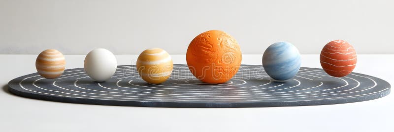 Seven Spherical Objects on Textured Surface Stock Illustration ...