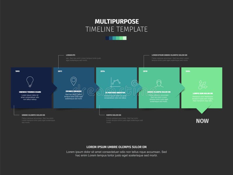 Seven Square Teal Blocks Timeline Template with Sample Text Content and ...