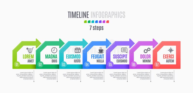 Seven Steps Infographic Timeline, Presentation, Report, Layout Stock ...