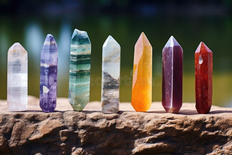 Seven Stones Arranged in a Vertical Line Each Representing Different ...