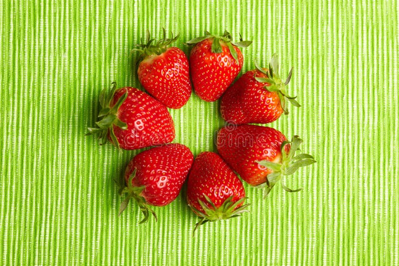 Seven strawberries lined stock photo. Image of nourishment - 19079478