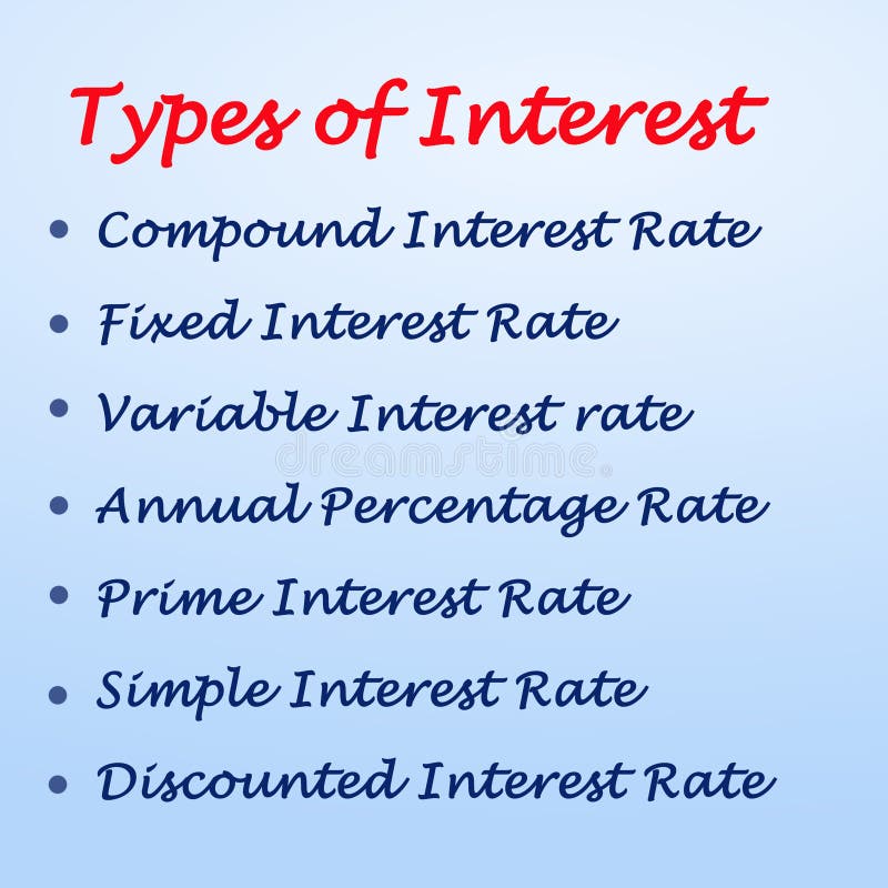 Seven Types of Interest stock photo. Image of finance - 303512784