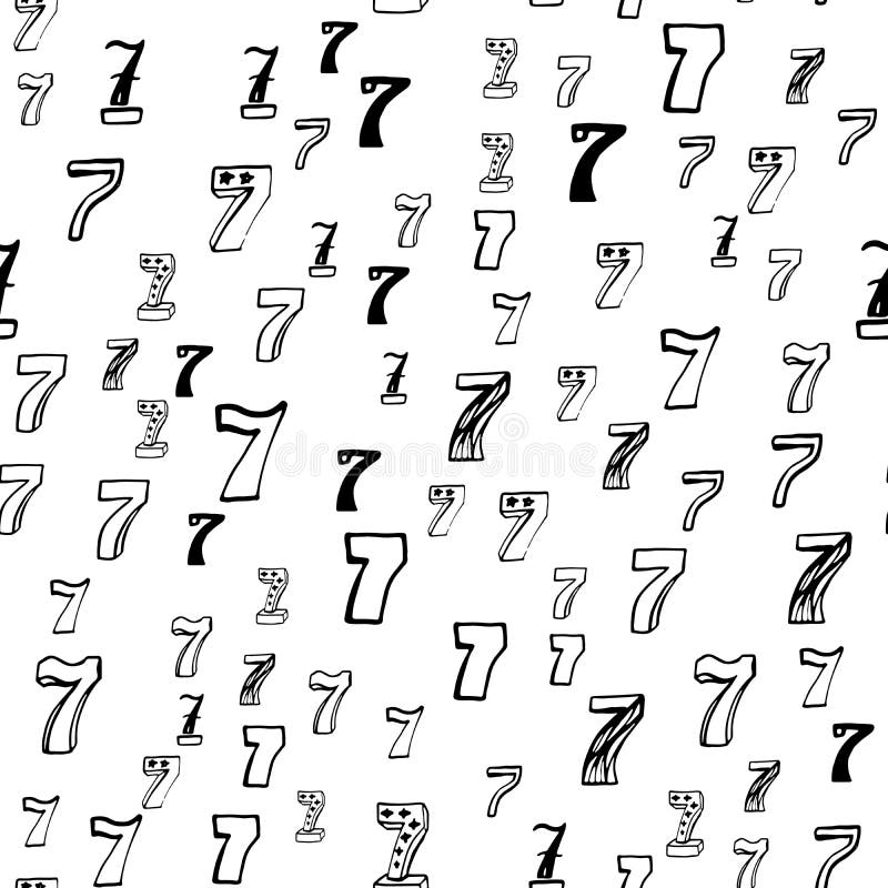 Seven, 7. Vector Seamless Pattern with Hand Drawn Numbers Elements ...