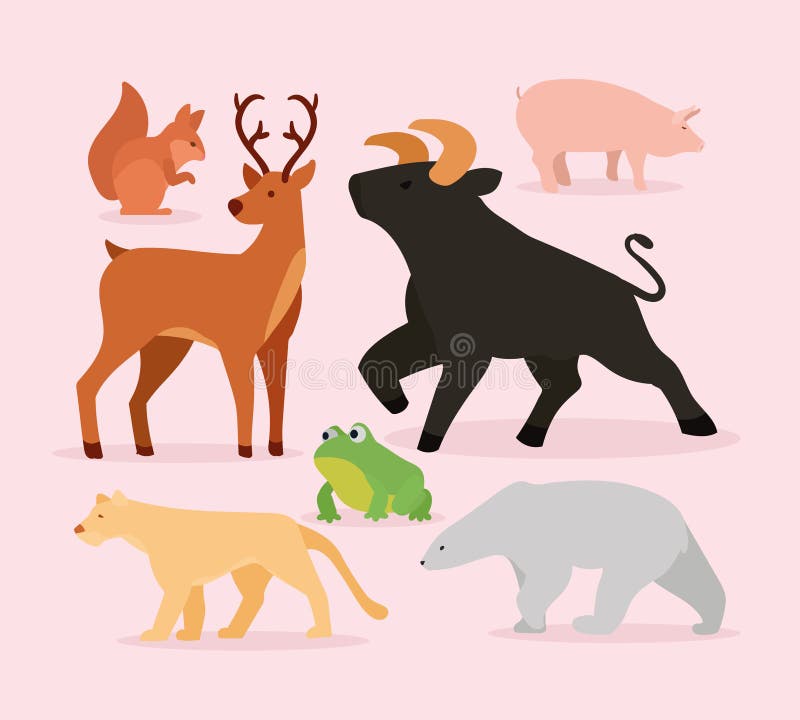 Seven wild animals icons stock vector. Illustration of nature - 248282831
