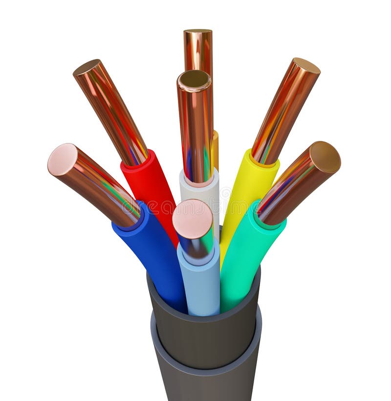 Seven-wire Cable, Different Colors. 3D Illustration Stock Illustration ...