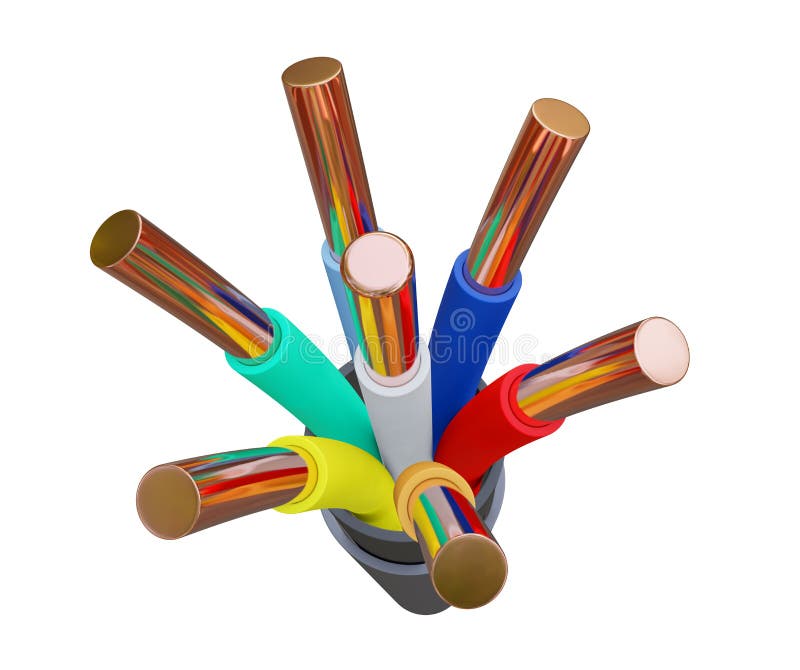 Seven-wire Cable, Different Colors. 3D Illustration Stock Illustration ...