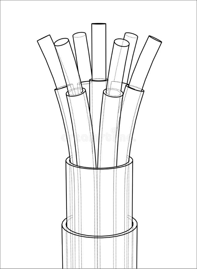 Seven-wire Cable. Wire Frame. 3D Illustration Stock Illustration ...