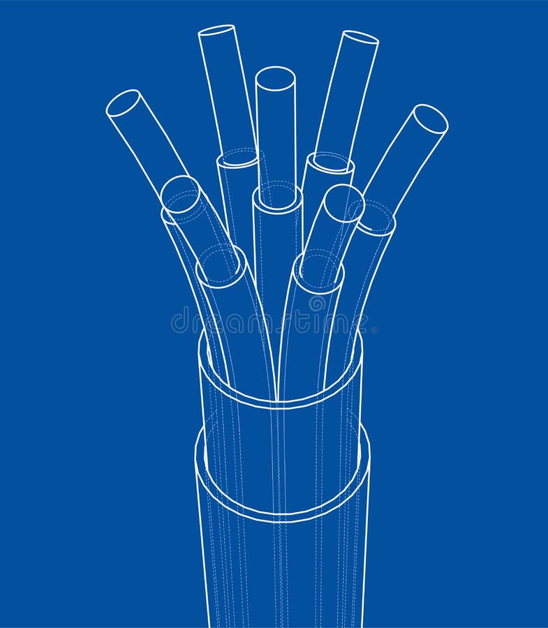 Seven-wire Cable. Wire Frame. 3D Illustration Stock Illustration ...