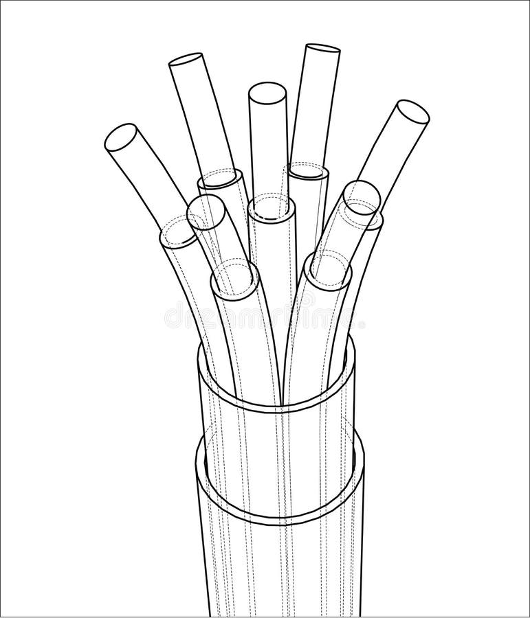 Seven-wire Cable. Wire Frame. 3D Illustration Stock Illustration ...