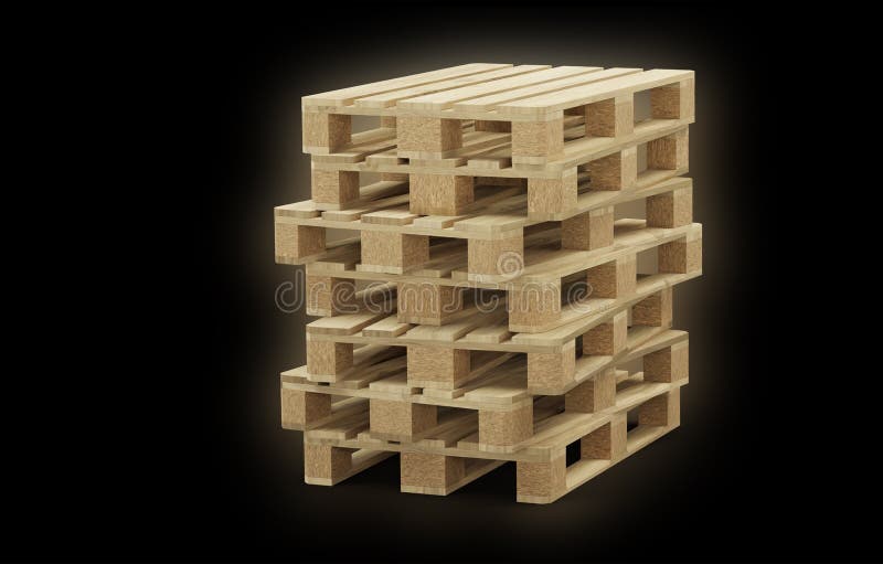 Seven Wood Pallet Badly Stacked Stock Illustration - Illustration of ...
