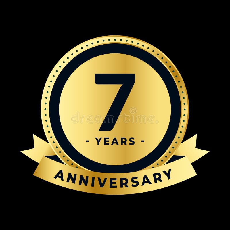 Seven Years Anniversary Celebration Gold and Black Isolated Vector ...