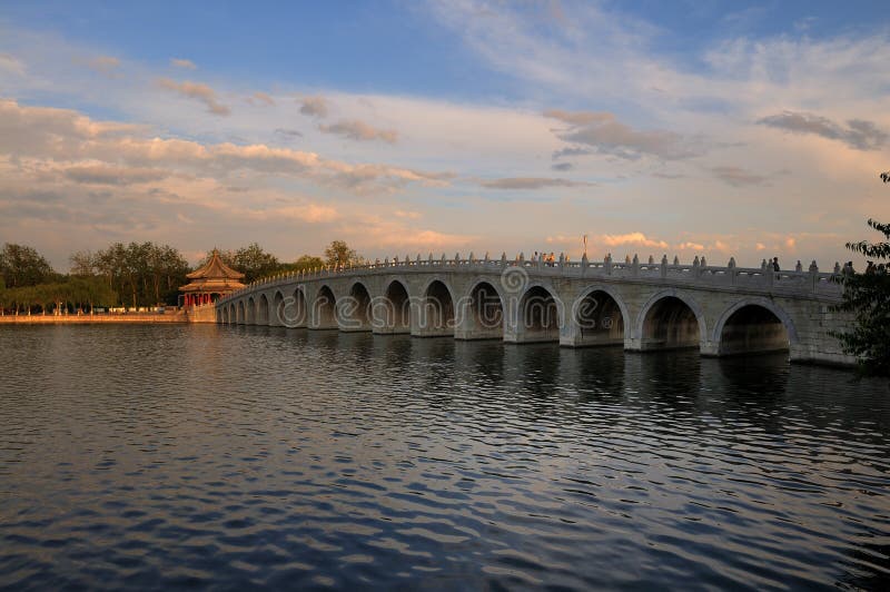 Seventeen Arch Bridge in Summer Palace Stock Photo - Image of building ...