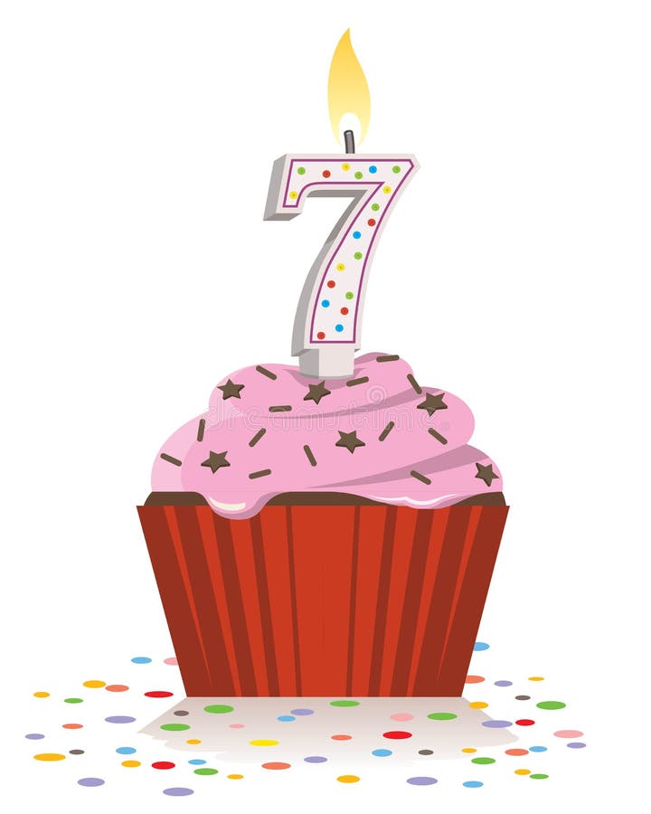 Number Seven Shape Birthday Cake Stock Illustration - Illustration of ...