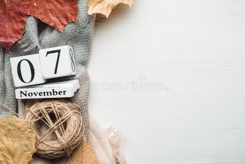 Seventh Day of Autumn Month Calendar November Stock Image - Image of ...