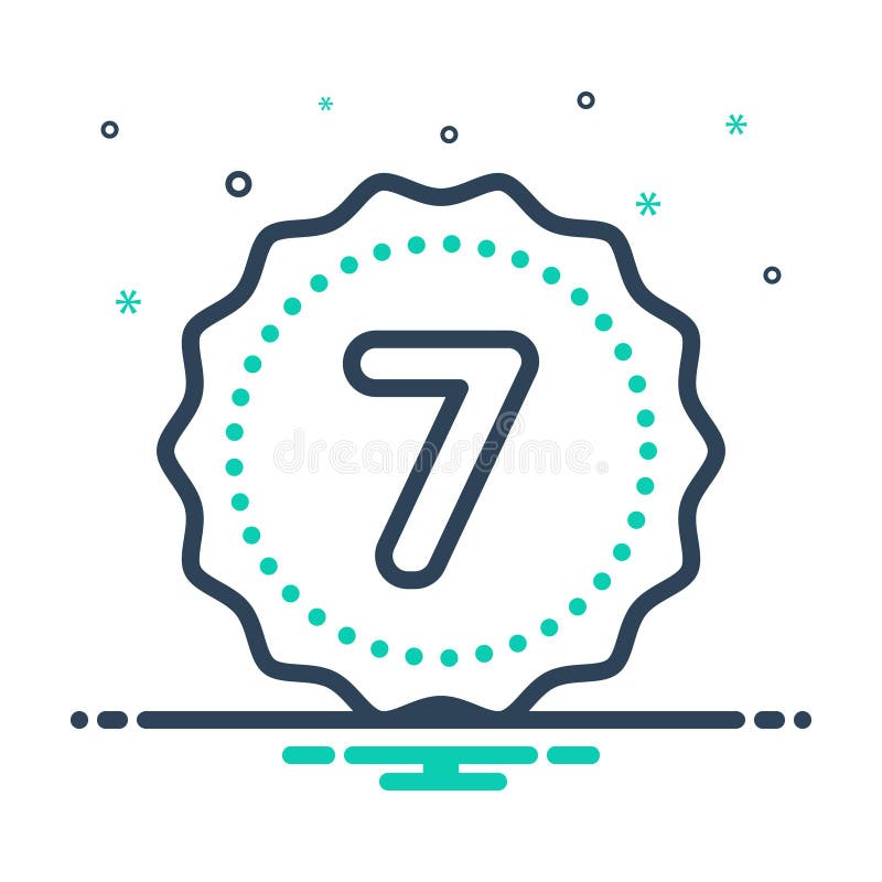 Mix Icon for Seventh, Number and Month Stock Vector - Illustration of ...