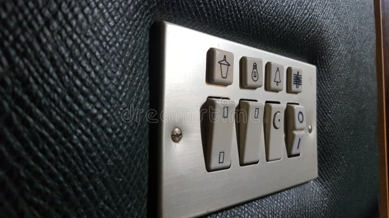 Seventies Style Switch Panel for Hotel Stock Image - Image of ...