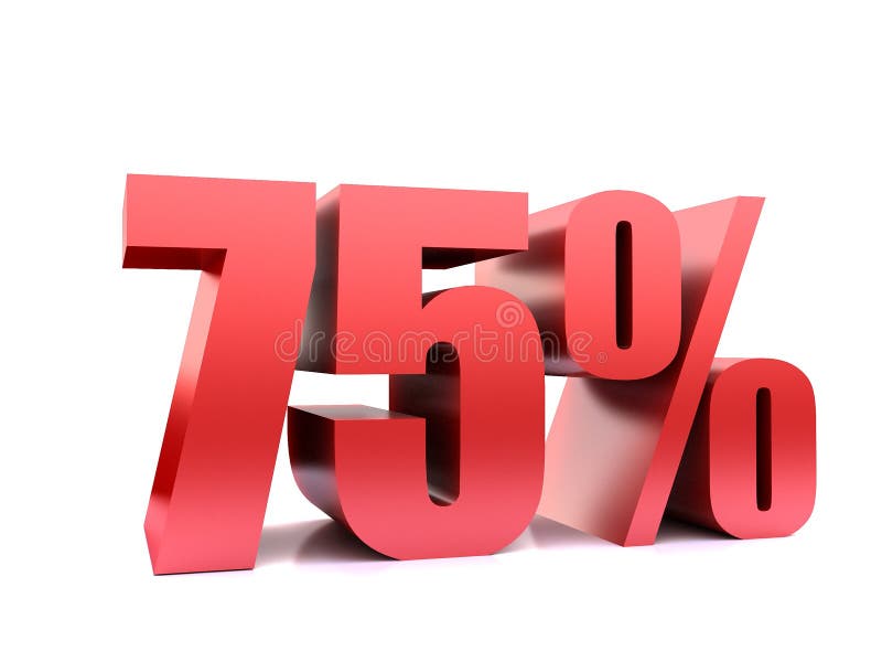 Seventy Five Percent 75 Symbol .3d Stock Illustration - Illustration of ...