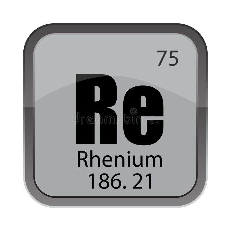 Seventy Five 75. Rhenium 186.21 Block. Re Atomic Sign. Vector Gray Tile ...
