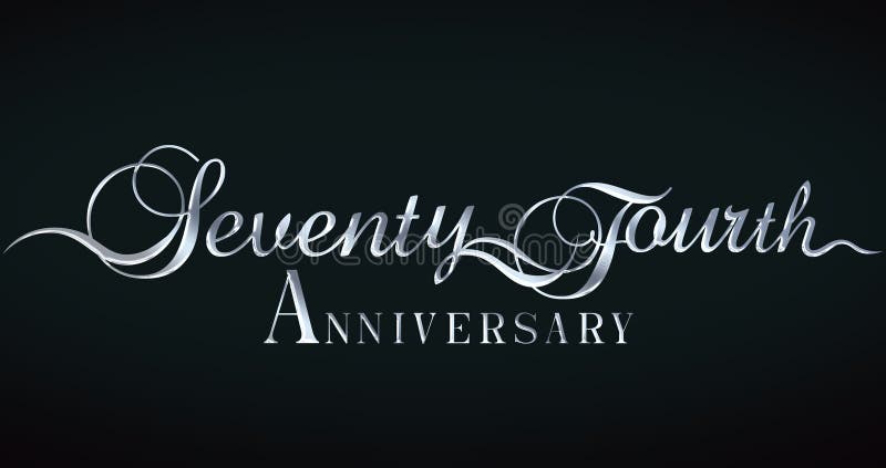 74th Anniversary Isolated Silver Lettering on Transparent Background ...