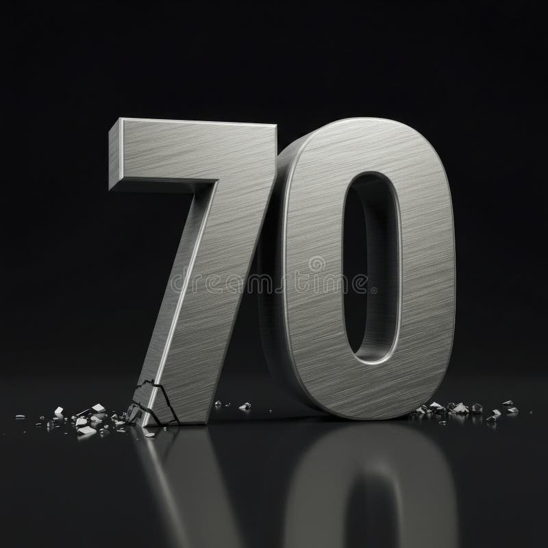 Seventy Number Cracking with Metallic Finish on Dark Reflective ...