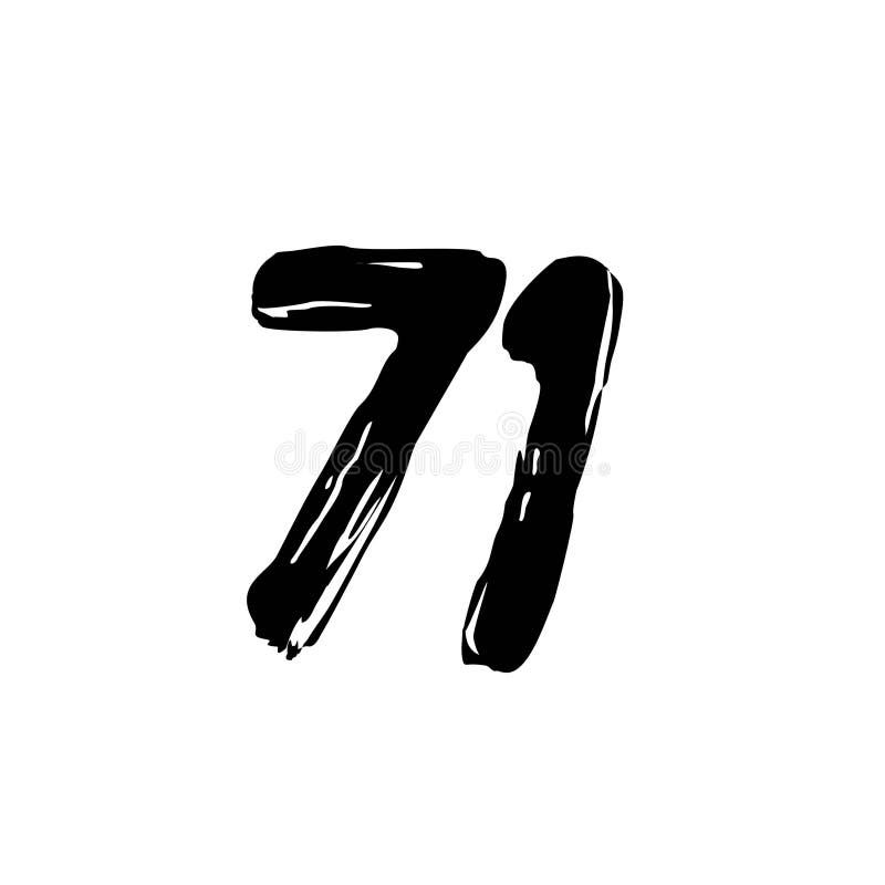 Seventy One 71 Number in Painted Brush Style Vector Ilustration Stock ...