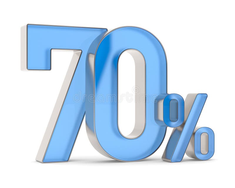 Seventy Percent on White Background. Isolated 3D Illustration Stock ...