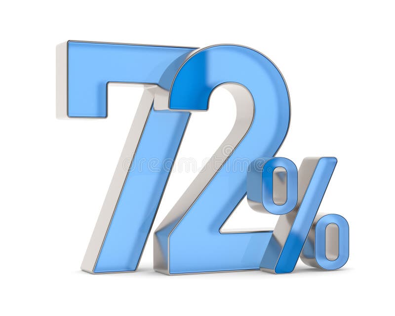 Seventy Two Percent on White Background. Isolated 3D Illustration Stock ...
