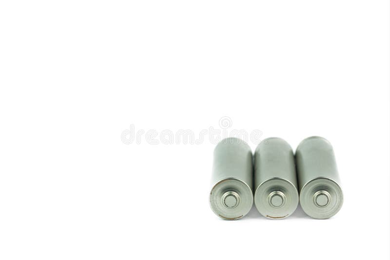 Several AA Batteries In Perspective Closeup View On White Background ...