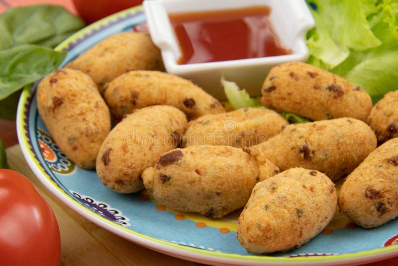 Accras on a plate stock image. Image of fritters, creole - 225184929