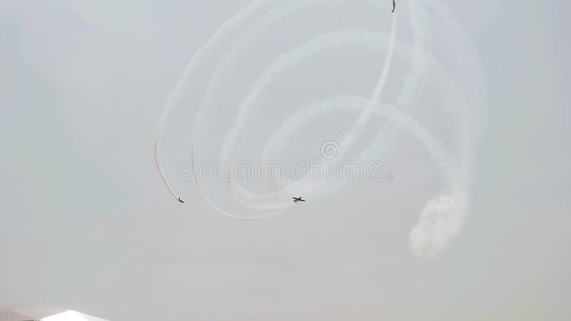 Several Aircraft Simultaneously Perform Loop-the-loops. Very ...